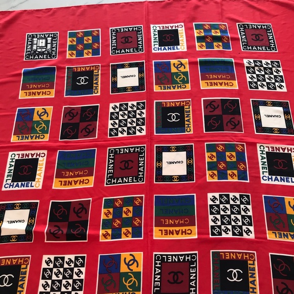 CHANEL | Accessories | Vintage Chanel Logo Silk Scarf | Poshmark